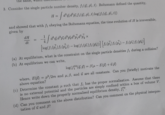 Solved 3. Consider the single particle number density, | Chegg.com