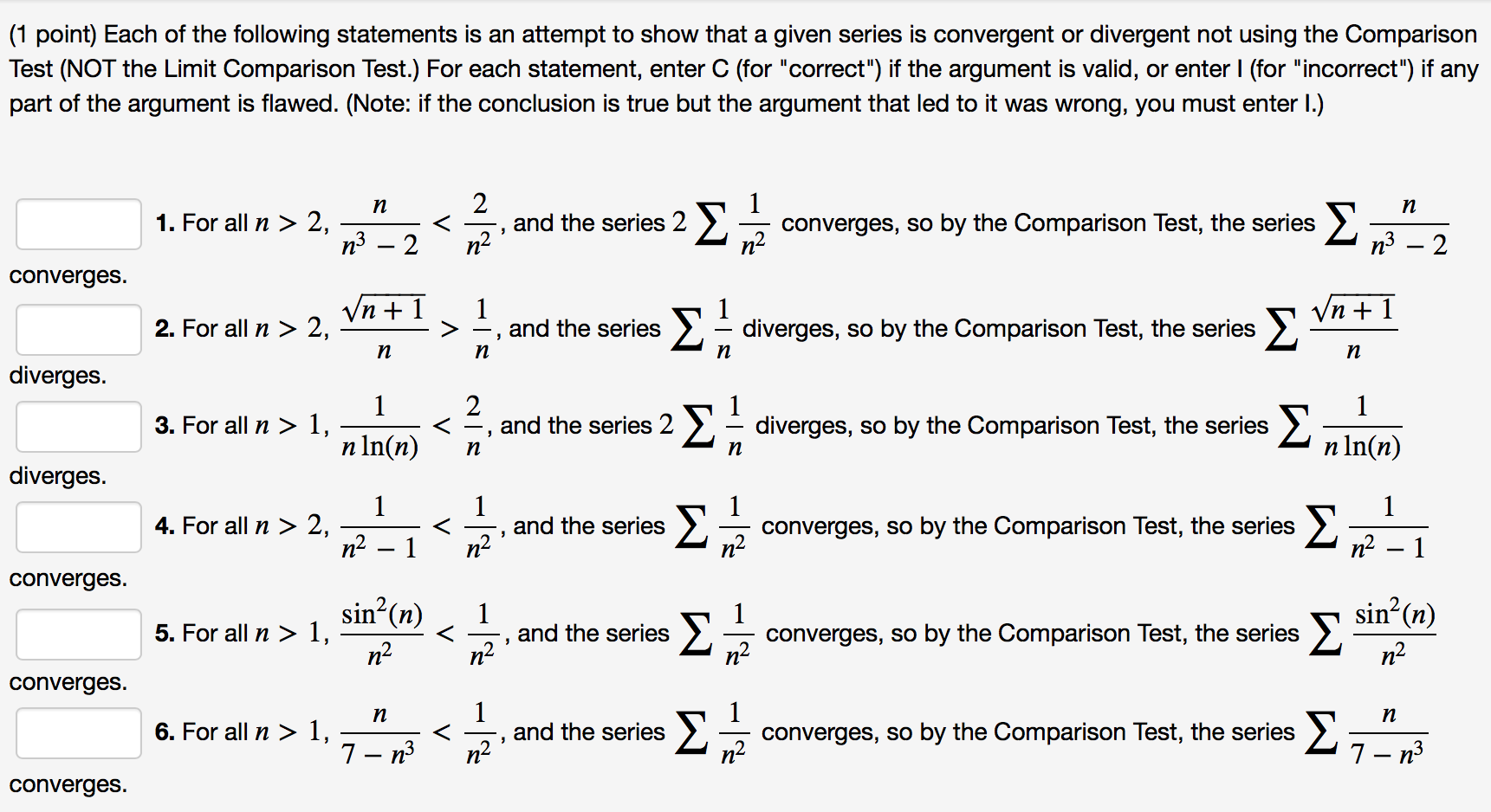 Solved (1 point) Each of the following statements is an | Chegg.com