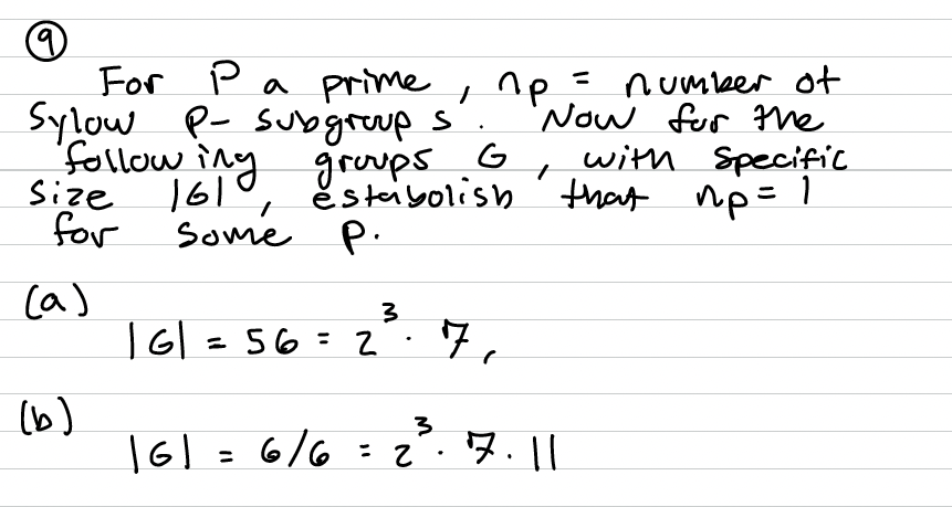 Solved following groups G G 1 © For Pa prime, np = number of | Chegg.com