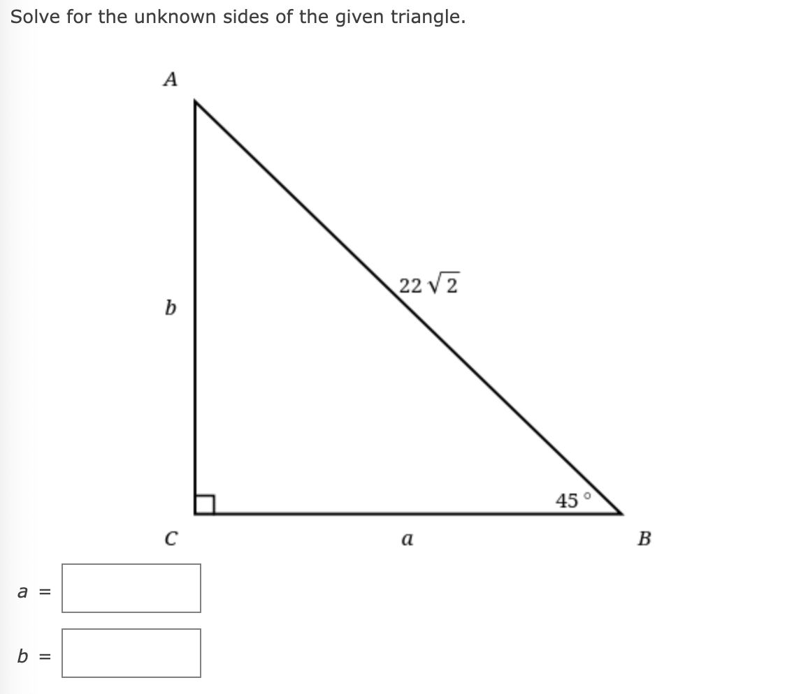 solved-solve-for-the-unknown-sides-of-the-given-triangle-chegg