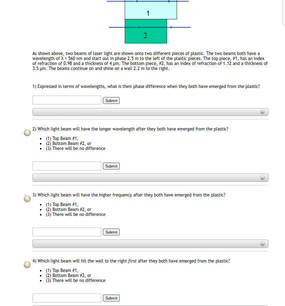 Solved 1 2 As shown above, two beams of laser light are | Chegg.com