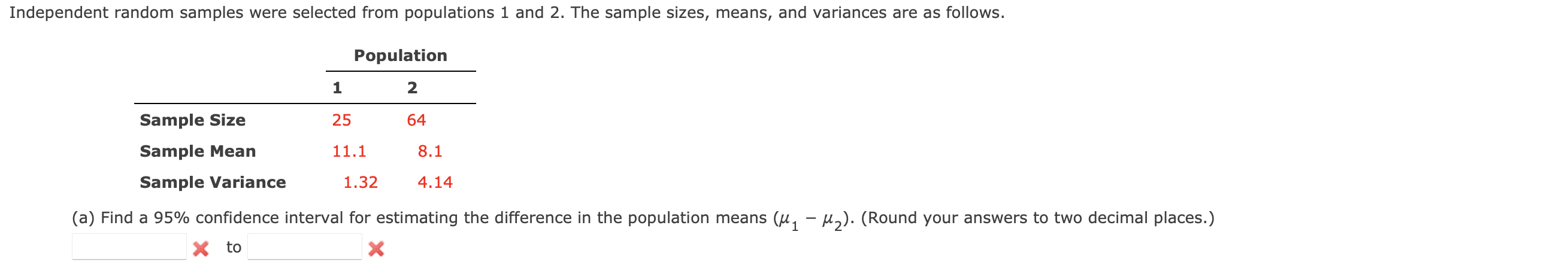 Solved Independent random samples were selected from | Chegg.com