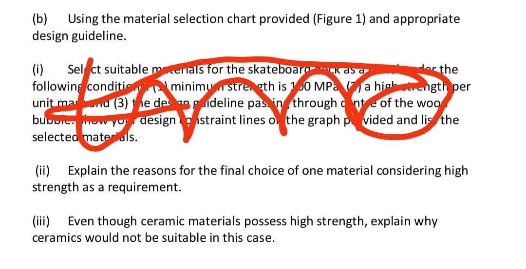 Solved (b) Using the material selection chart provided | Chegg.com