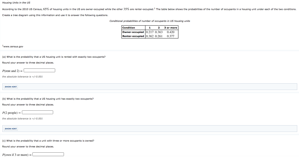 Solved Housing Units in the US According to the 2010 US | Chegg.com