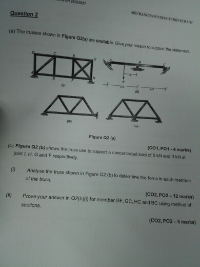 Solved Question 2 MECHANICS OF STRUCTURES EBMB (a) The | Chegg.com