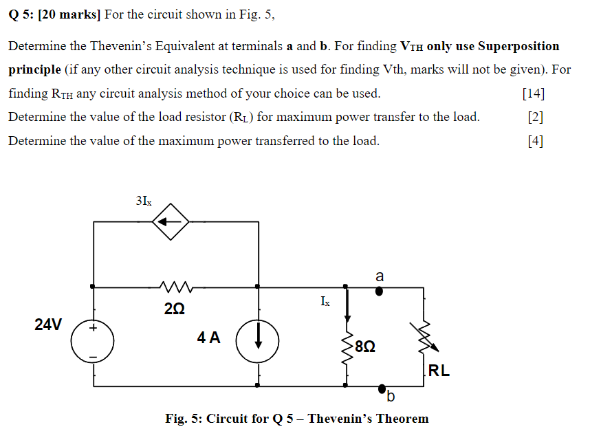 Solved Q 5: [20 marks] For the circuit shown in Fig. 5, | Chegg.com