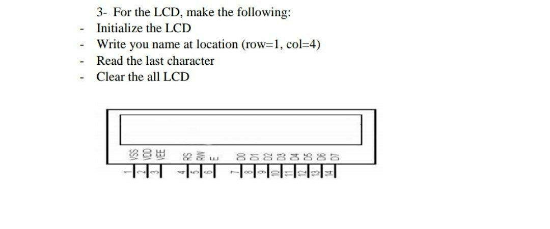 Solved 3- For the LCD, make the following: Initialize the | Chegg.com