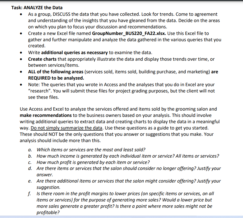 Based on this data info: Task: Analyzed data and | Chegg.com