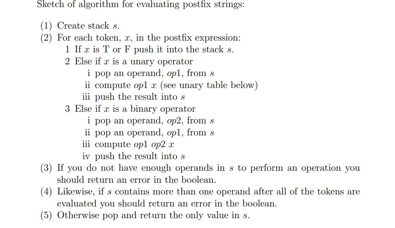 Solved Sketch of algorithm for evaluating postfix strings: | Chegg.com
