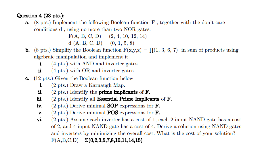Solved Question 4 (28 pts.): a. (8 pts.) Implement the | Chegg.com