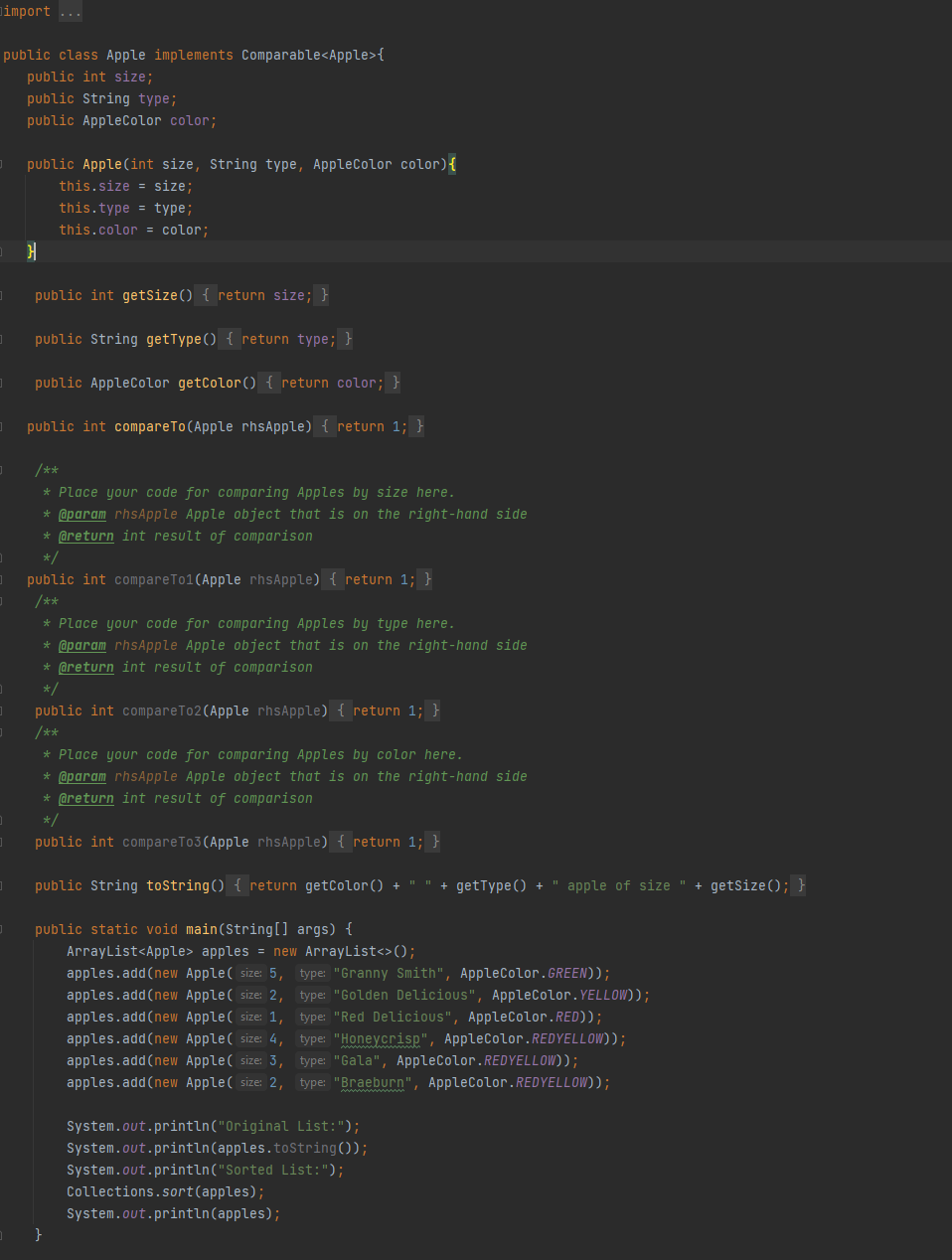 Solved JAVA: Implement the required methods to get the code | Chegg.com