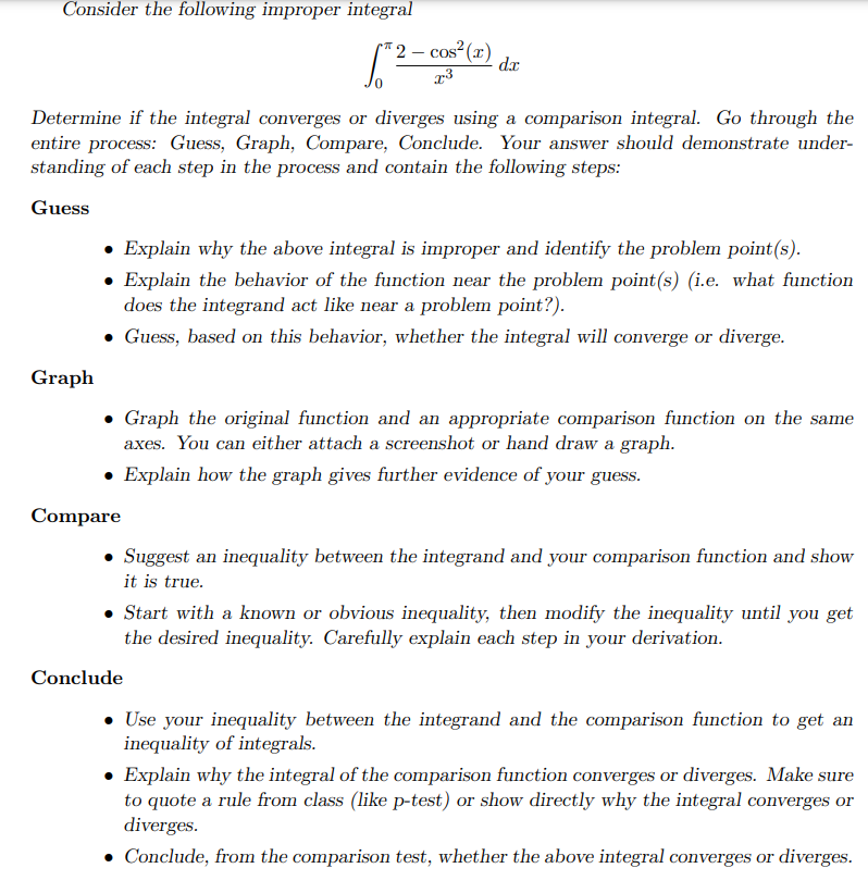 Solved Consider the following improper integral | Chegg.com