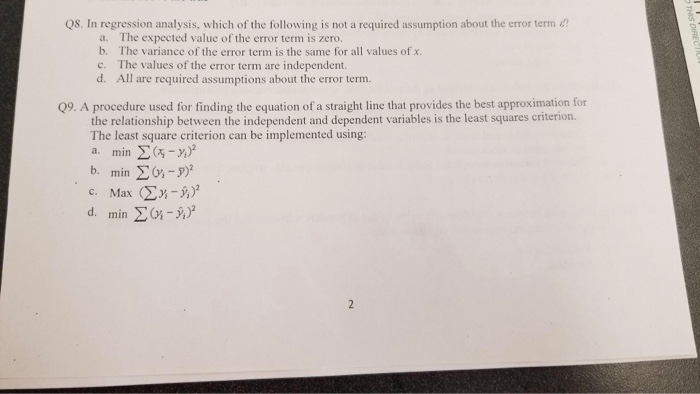 Solved Q8. In regression analysis, which of the following is | Chegg.com
