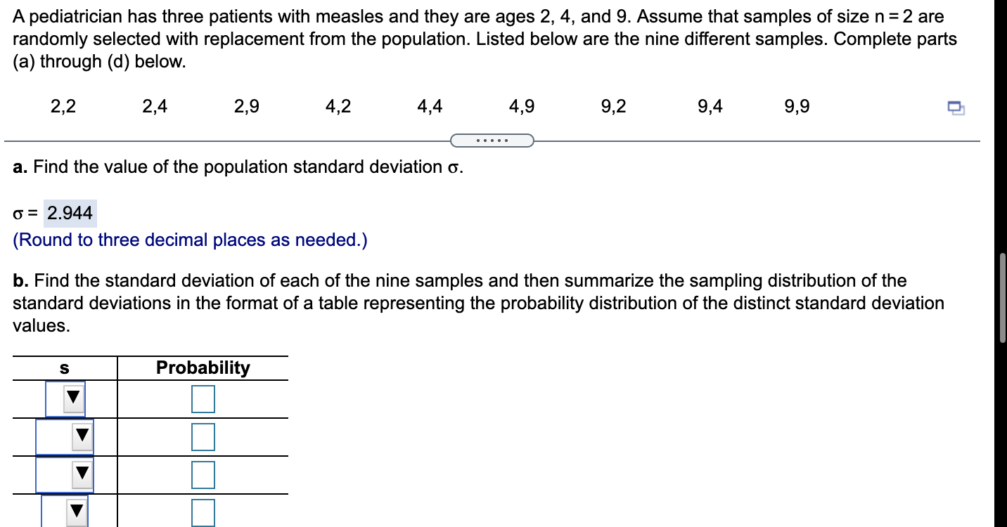 Solved c. Find the mean of the sampling distribution of the | Chegg.com