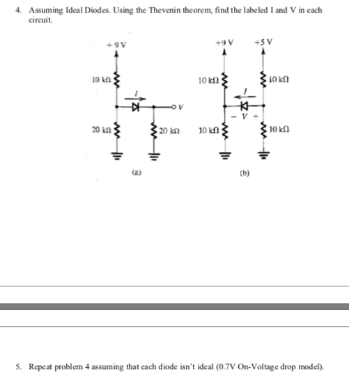 Solved 4. Assuming Ideal Diodes. Using the Thevenin theorem, | Chegg.com