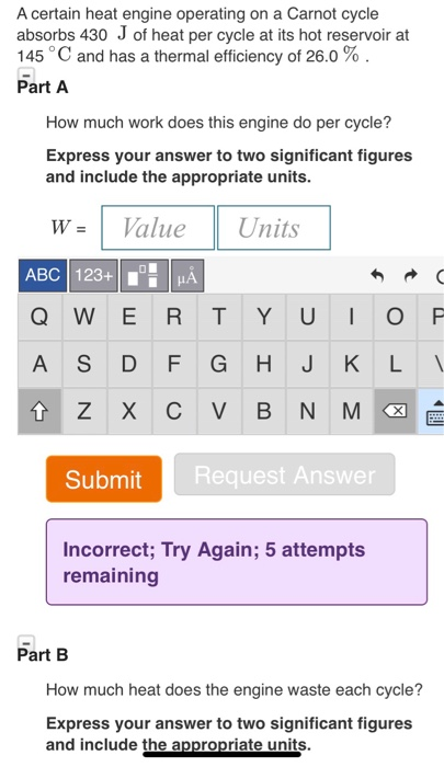 Solved A certain heat engine operating on a Carnot cycle | Chegg.com