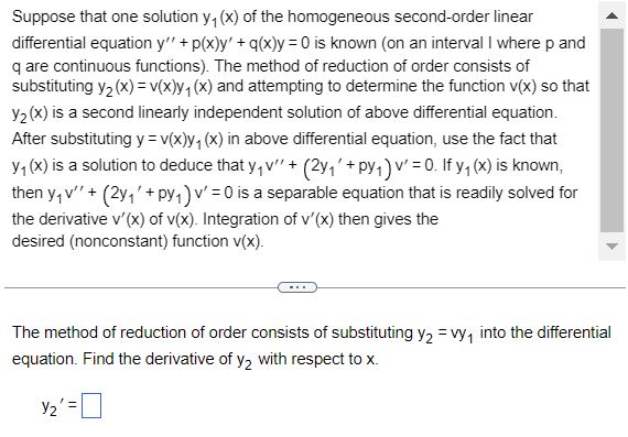 Solved Suppose that one solution y1(x) of the homogeneous | Chegg.com