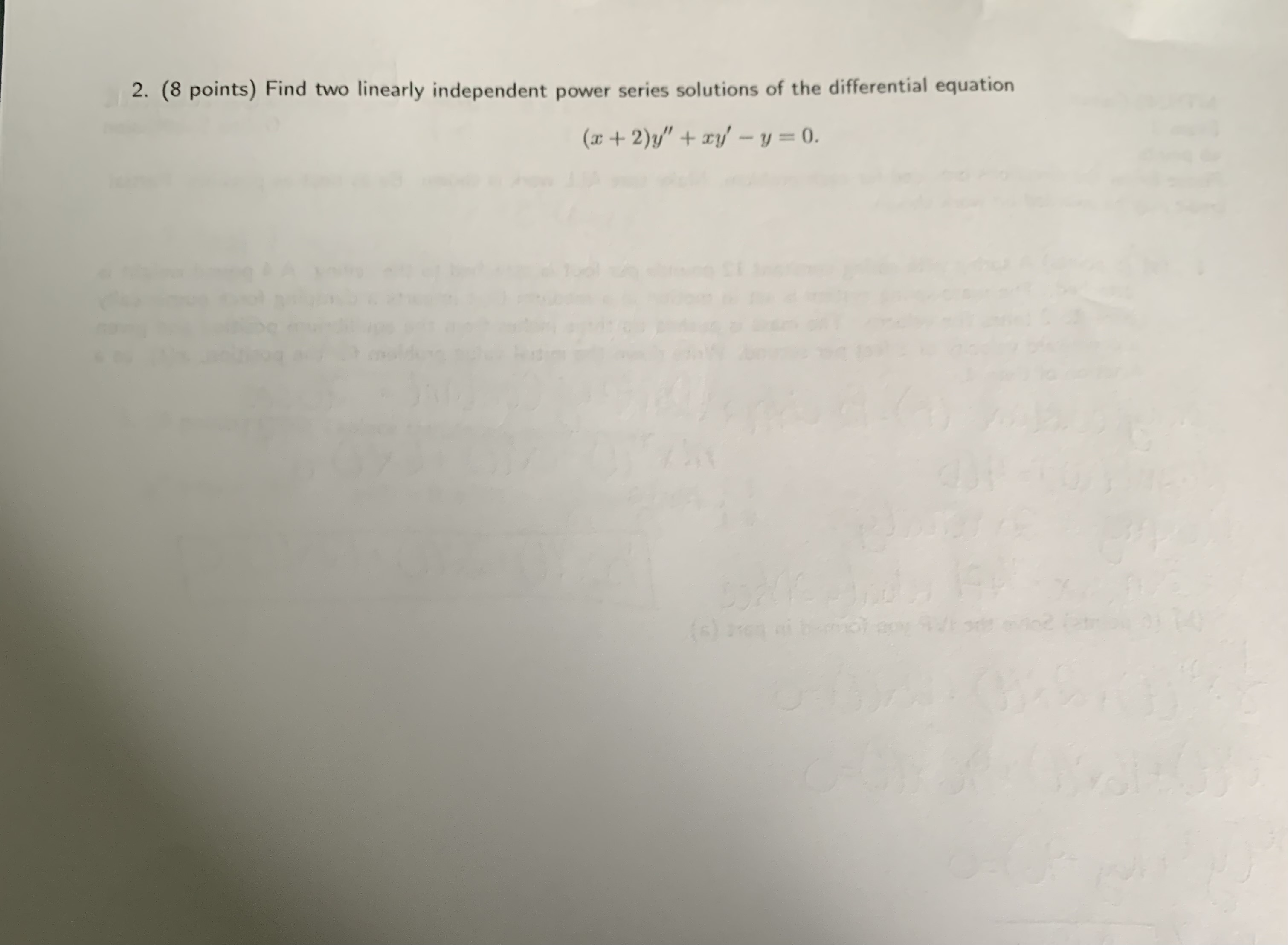 Solved 2. (8 points) Find two linearly independent power | Chegg.com