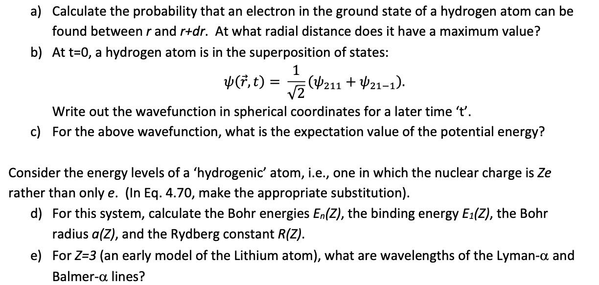 Solved a) Calculate the probability that an electron in the | Chegg.com