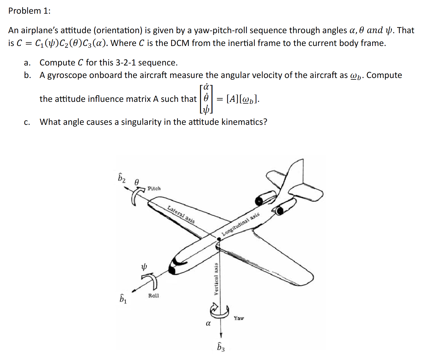 Solved Problem 1:An airplane's attitude (orientation) ﻿is | Chegg.com