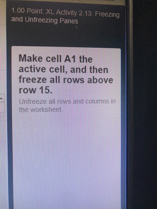 Solved 100 Point Xl Activity 213 Freezing Unfreezing Pane