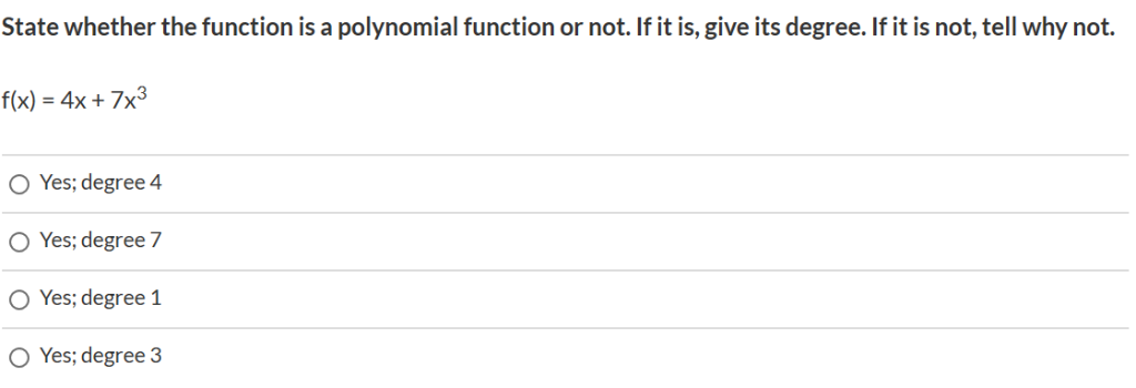 Solved State whether the function is a polynomial function | Chegg.com