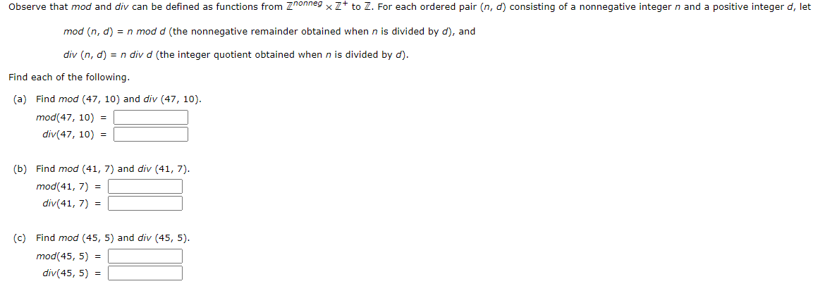 Solved Observe that mod and div can be defined as functions | Chegg.com Solved Observe that mod and div can be defined as functions | Chegg.com
