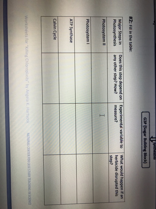 Solved G3P (Sugar Building Block) #2: Fill in the table: | Chegg.com