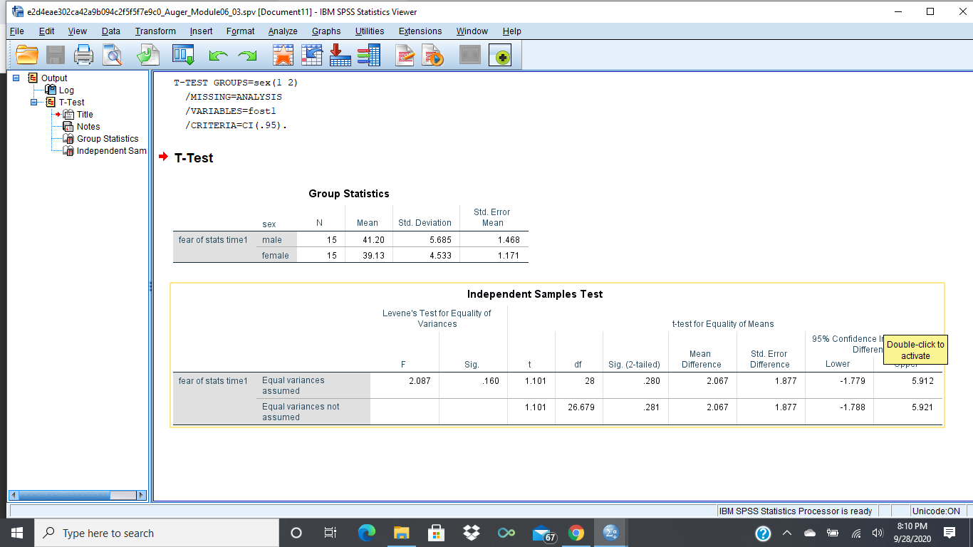 Solved Using the data file experim.sav apply whichever of | Chegg.com