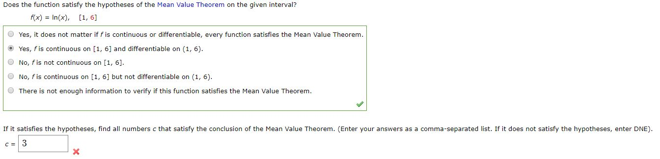 Solved Does the function satisfy the hypotheses of the Mean | Chegg.com