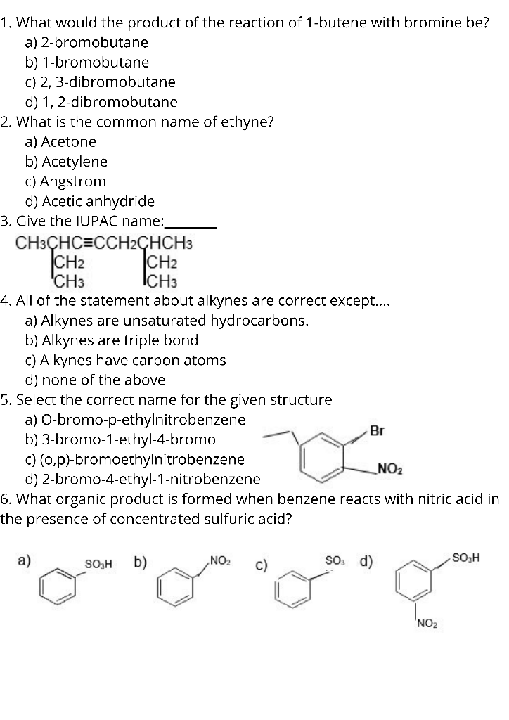 Solved 1. What would the product of the reaction of 1-butene | Chegg.com