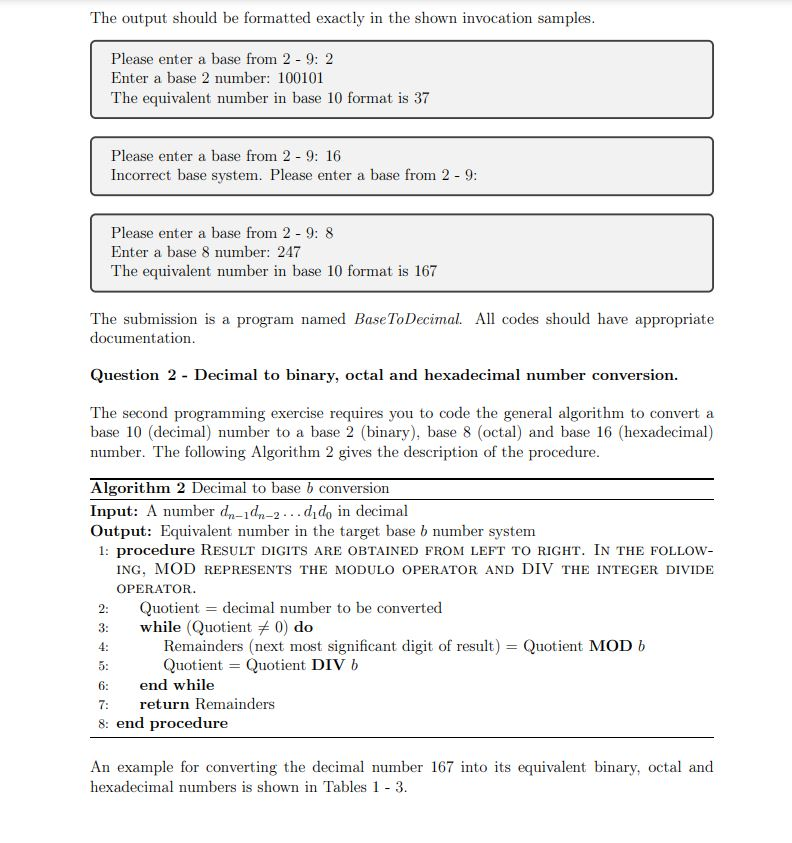 Solved ion 1 Base Number Conversion The First Chegg
