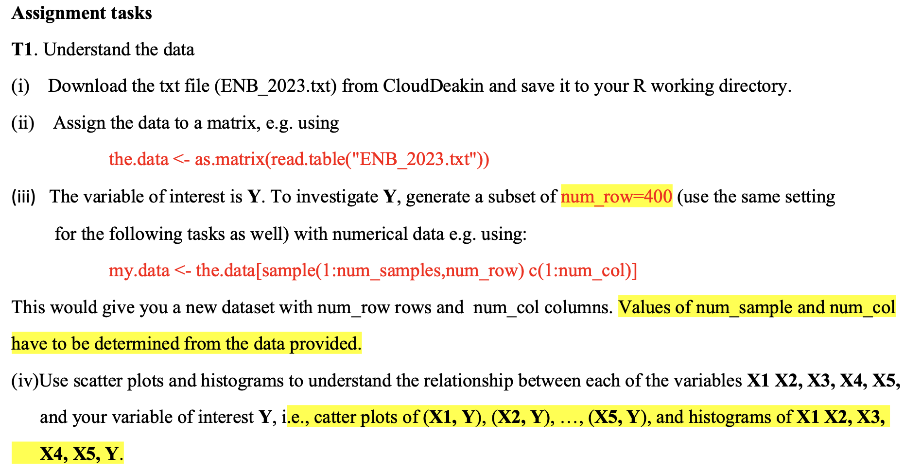 (iii) ﻿The variable of interest is Y. ﻿To investigate | Chegg.com