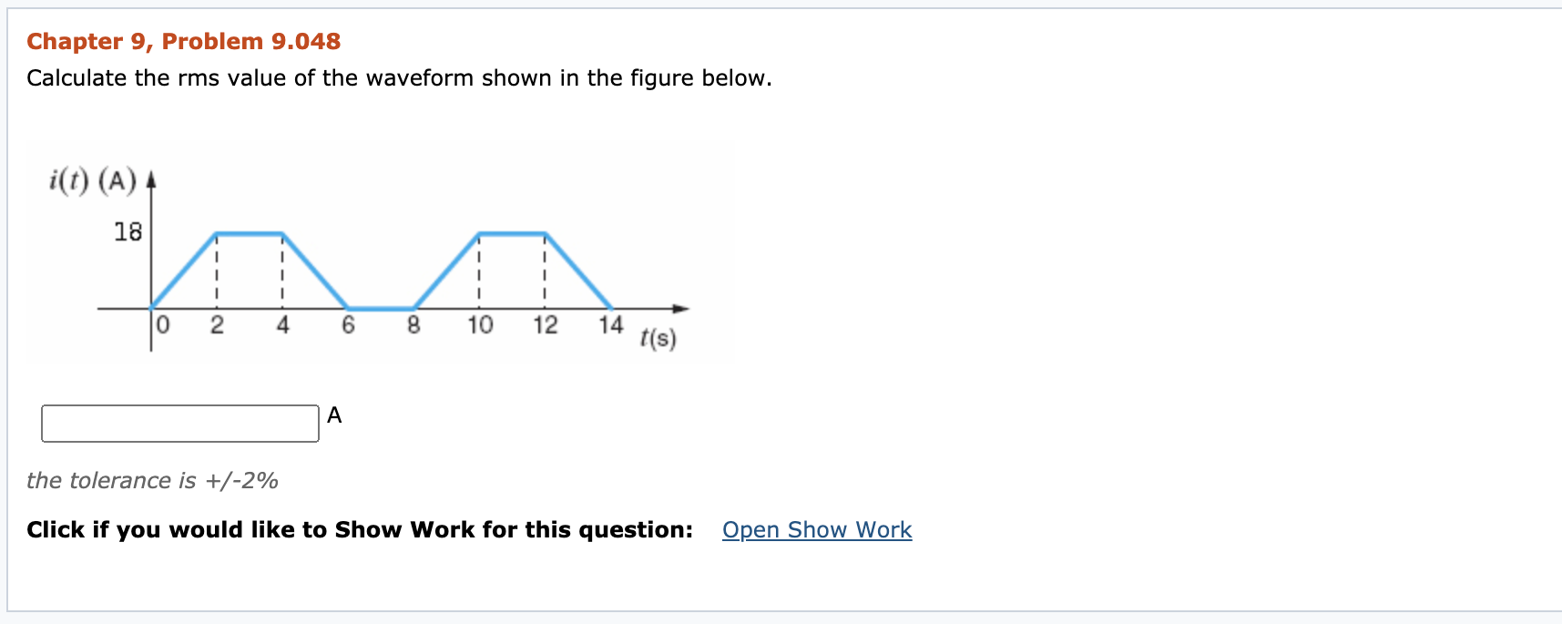 Solved Chapter 9, Problem 9.048 Calculate the rms value of | Chegg.com