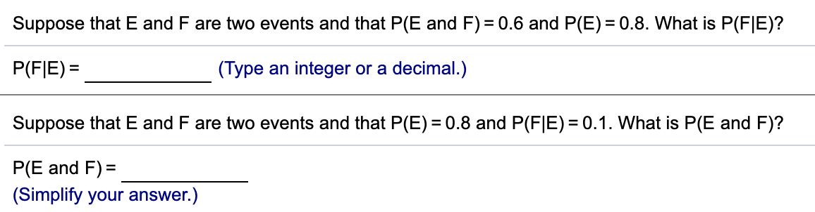 Solved Suppose that E and F are two events and that P(E and | Chegg.com