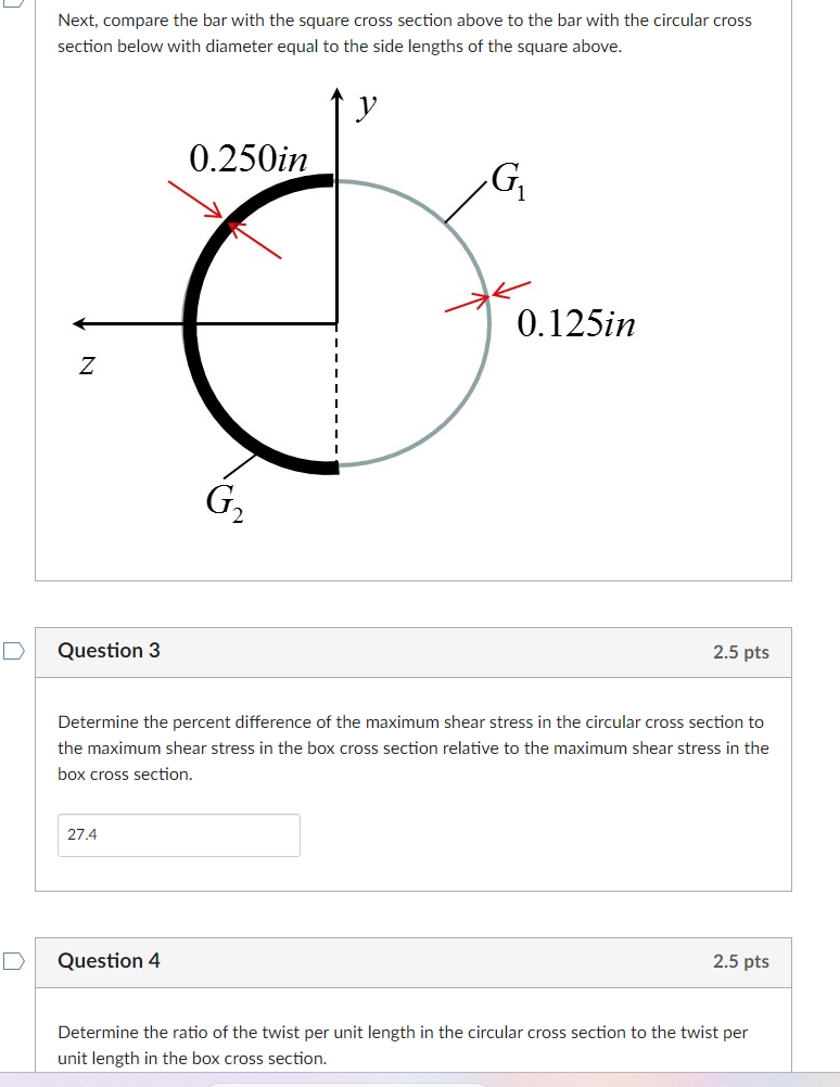 Solved Next, compare the bar with the square cross section | Chegg.com