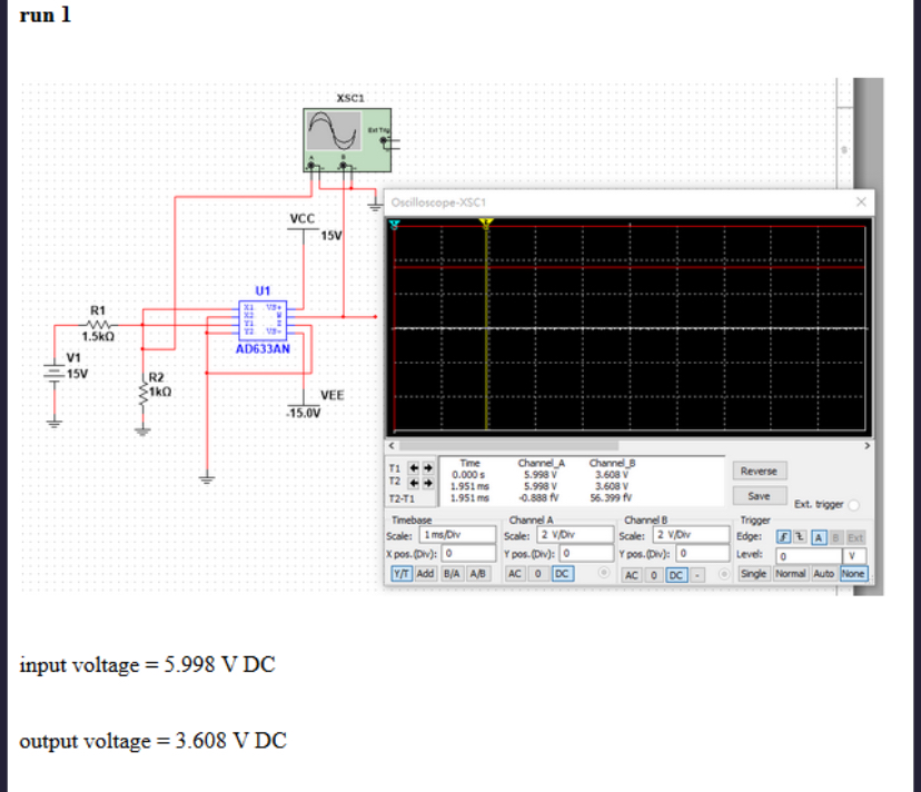 input voltage =5.998 VDC output voltage =3.608 VDC | Chegg.com