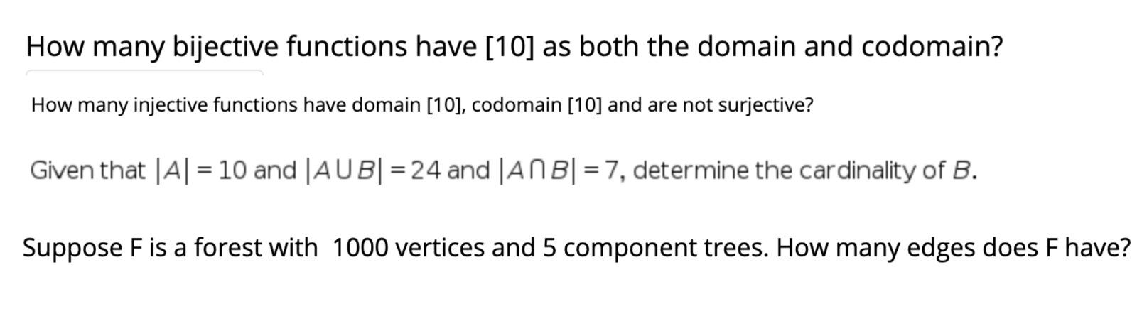 Solved How many bijective functions have [10] as both the | Chegg.com