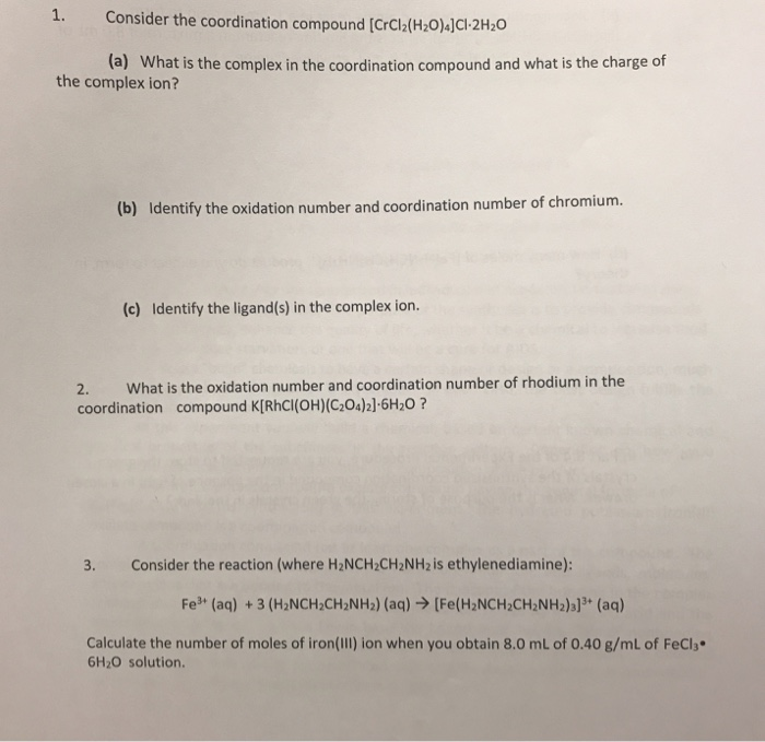 Solved Consider the coordination compound | Chegg.com
