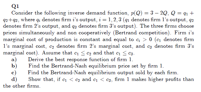 Solved Q1 Consider the following inverse demand function, | Chegg.com