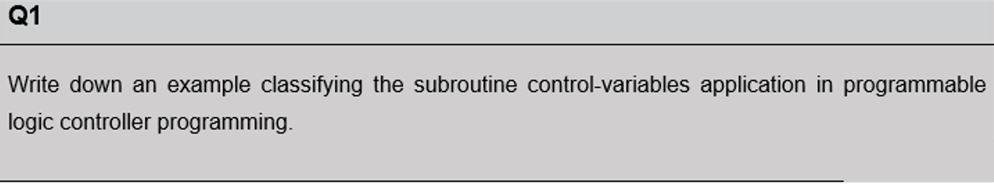 Solved Q1 Write Down An Example Classifying The Subroutine 