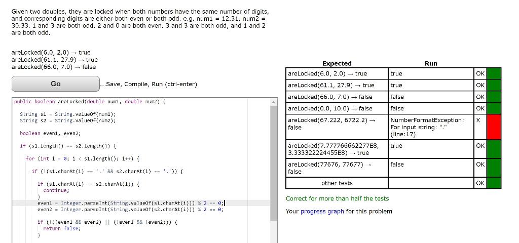 Solved Given two doubles, they are locked when both numbers | Chegg.com