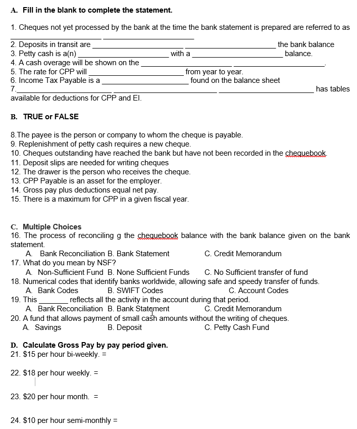 Solved A. Fill in the blank to complete the statement. 1. | Chegg.com