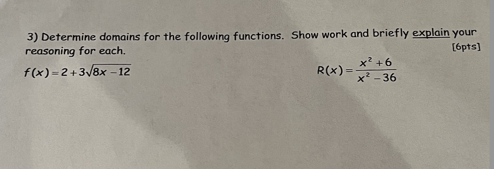 Solved 3) Determine domains for the following functions. | Chegg.com