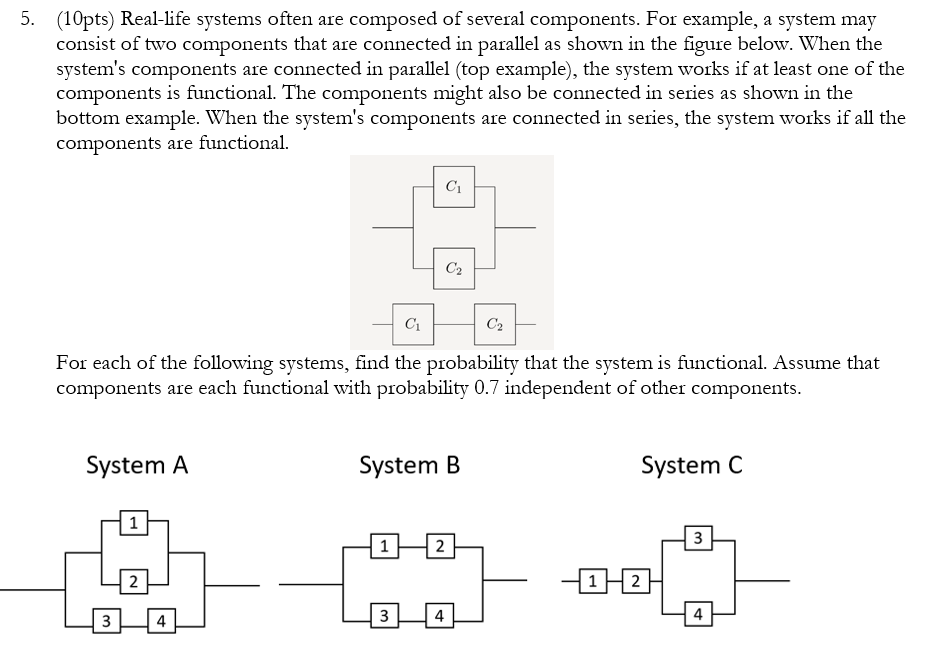 Solved 5. (10pts) Real-life systems often are composed of | Chegg.com