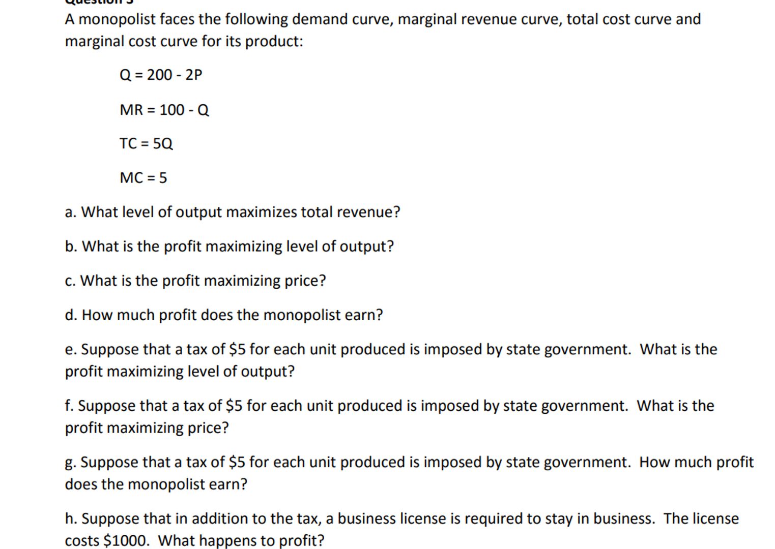 Solved A monopolist faces the following demand curve, | Chegg.com