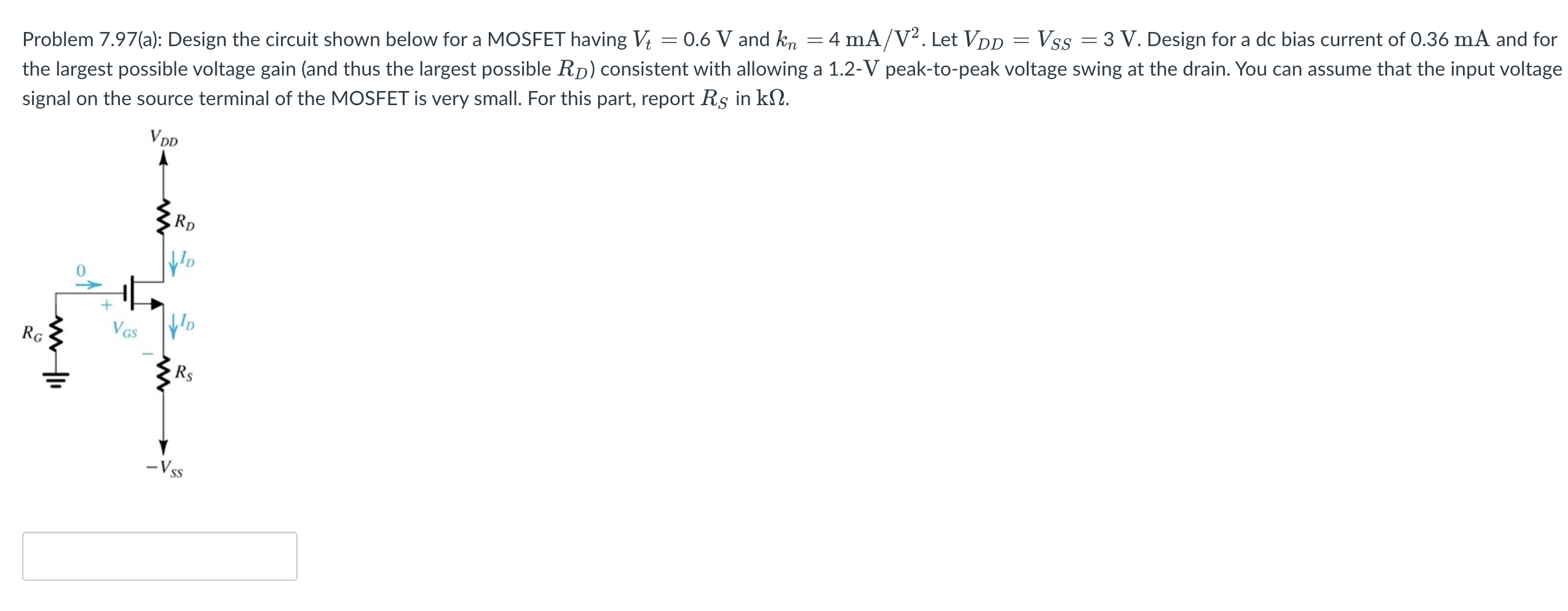 Solved Problem 7.97(a): Design the circuit shown below for a | Chegg.com