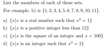 Solved List the members of each of these sets. For example, | Chegg.com