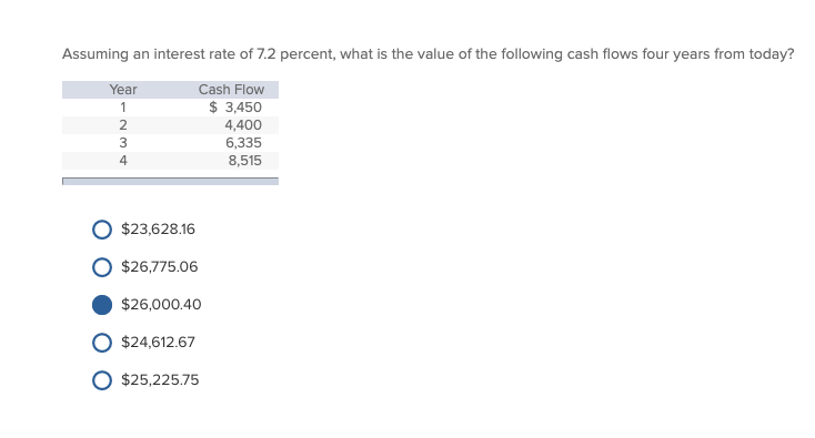 Solved Assuming an interest rate of 7.2 percent, what is the | Chegg.com Solved Assuming an interest rate of 7.2 percent, what is the | Chegg.com