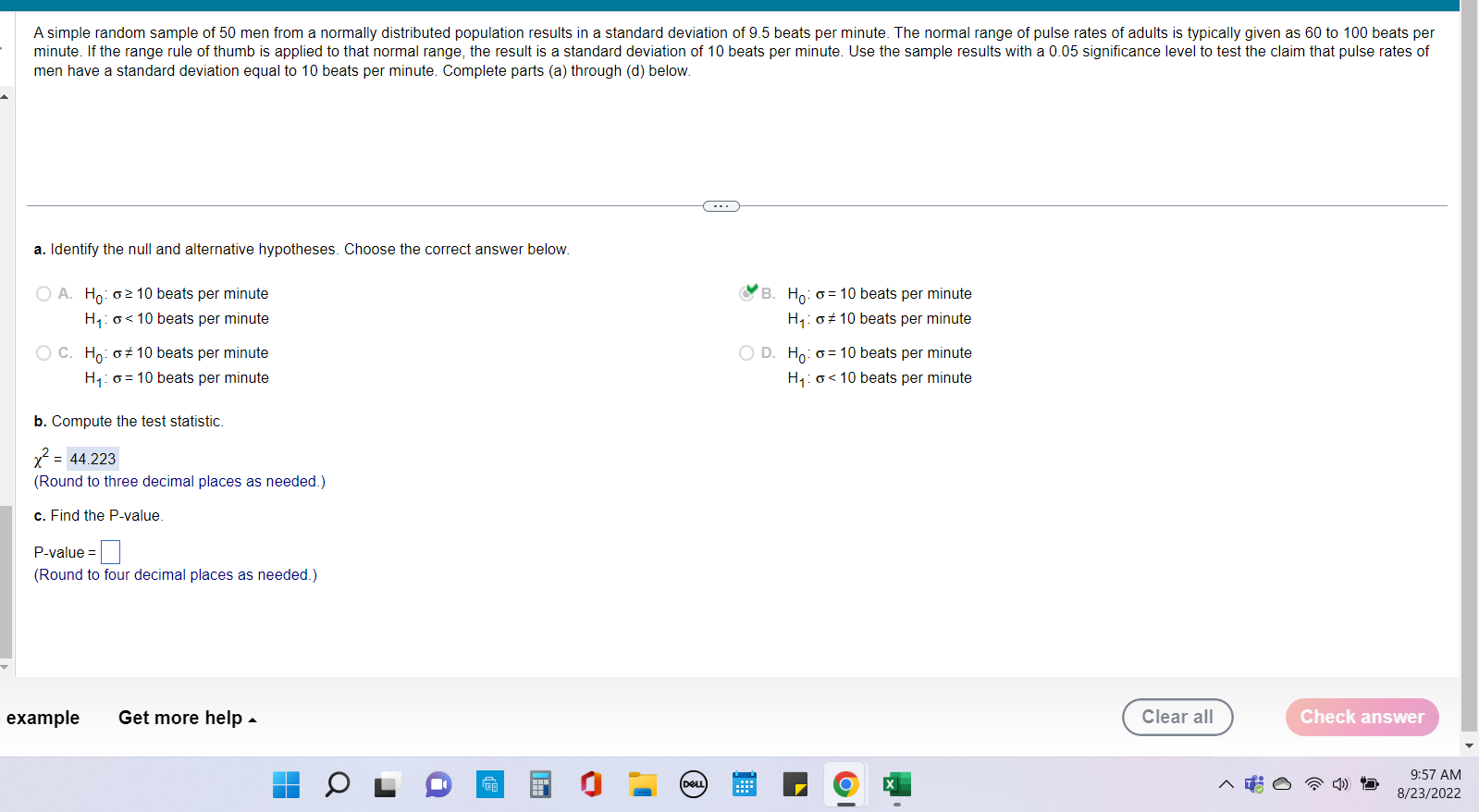 Solved men have a standard deviation equal to 10 beats per | Chegg.com
